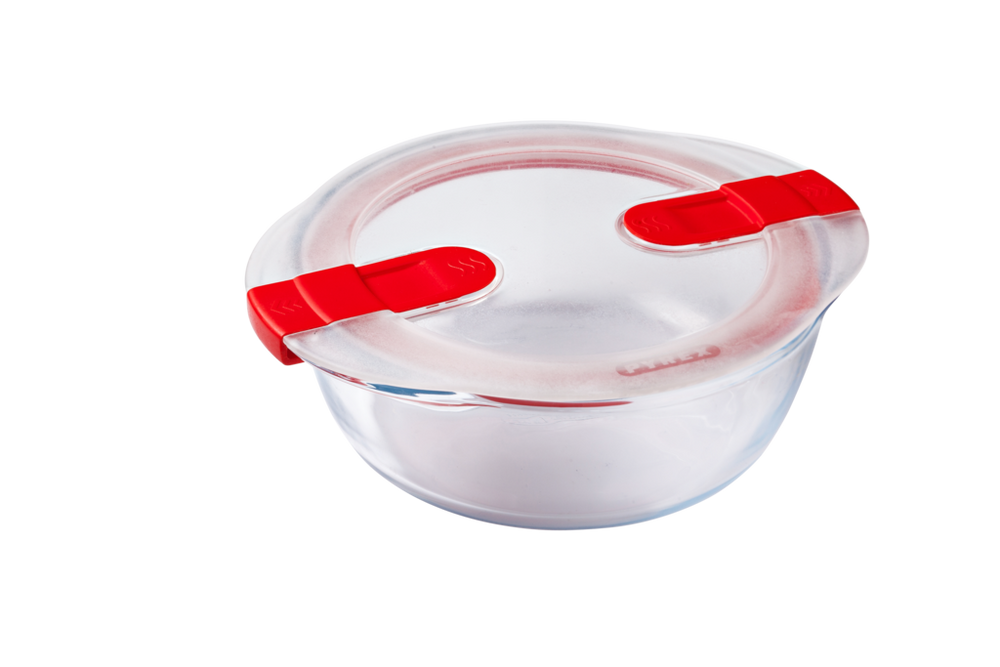 Round glass dish with steam valve lid - Cook & Heat - Pyrex® Webshop EU
